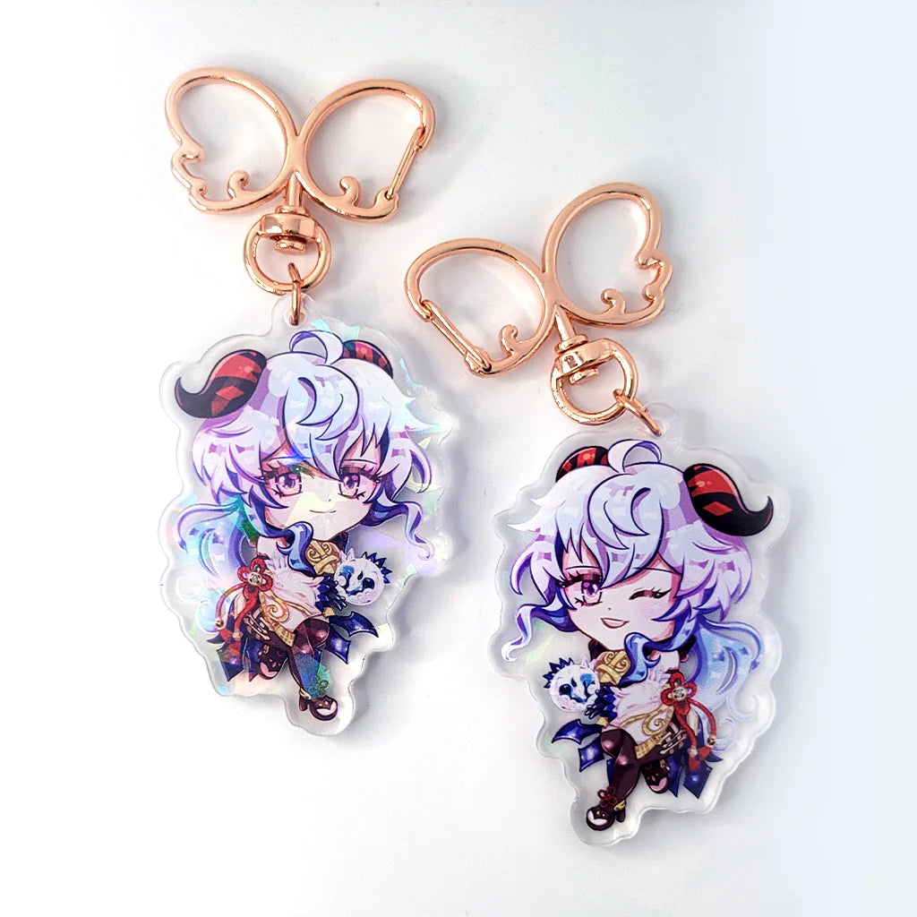 Genshin Impact Holographic Keychains – Peach Pup